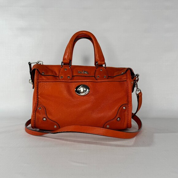 Coach | Bags | Coach Rhyder Satchel In Vibrant Orange Leather | Poshmark